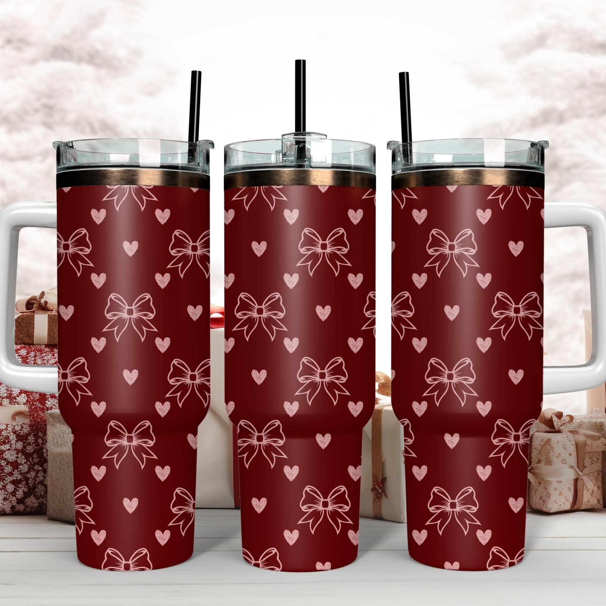 Ribbon Bow Laser Engraved Full Wrap Design for 40oz Tumbler, SVG for ...