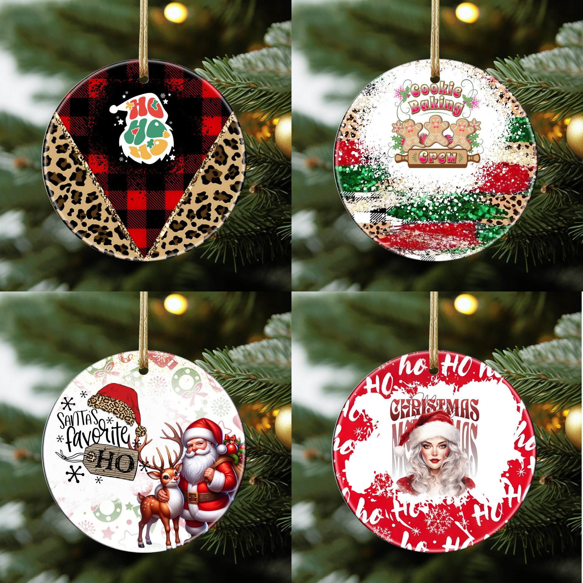 500+ Christmas Round Ornament Bundle, Sublimation Design Festive Round ...