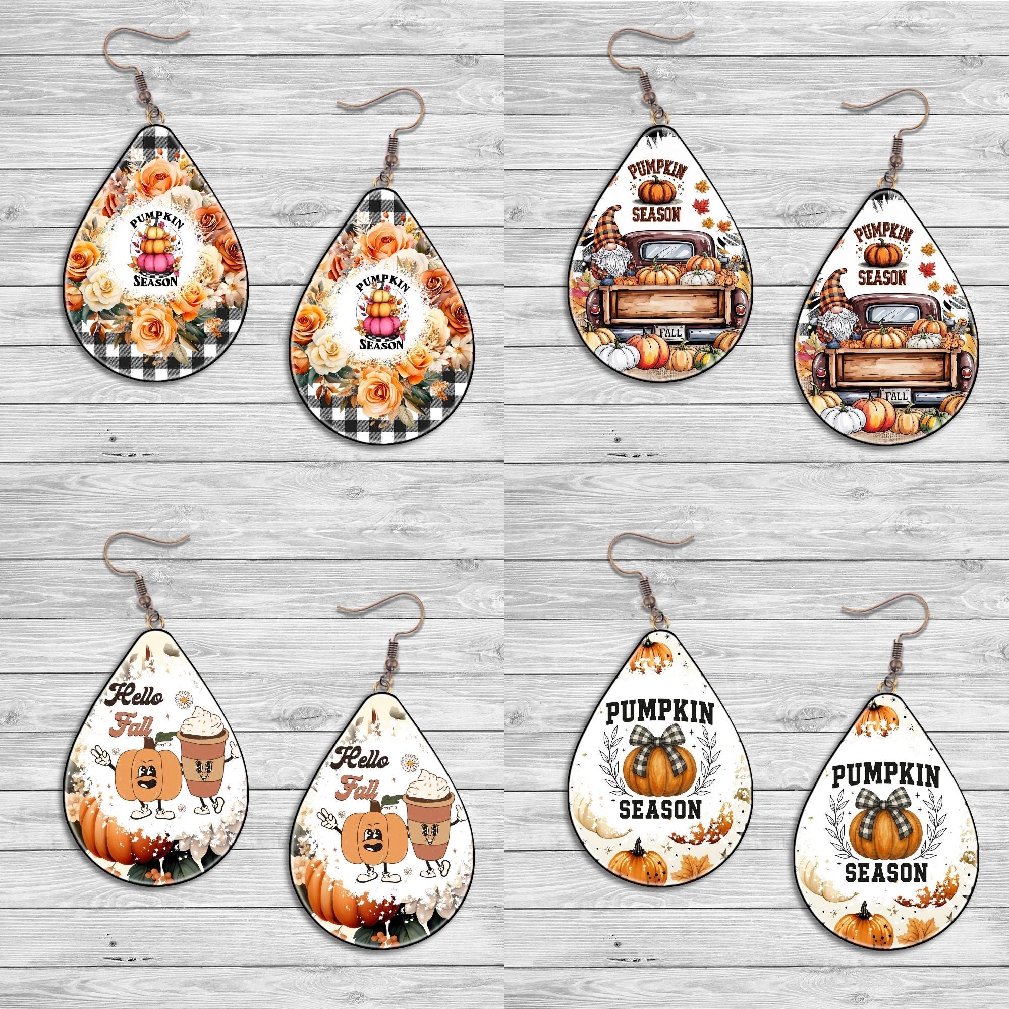 Fall Teardrop Earrings PNG Bundle: 70+ Autumn Sublimation Designs ...