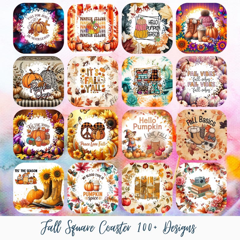 Square Fall Coasters Svg - Etsy