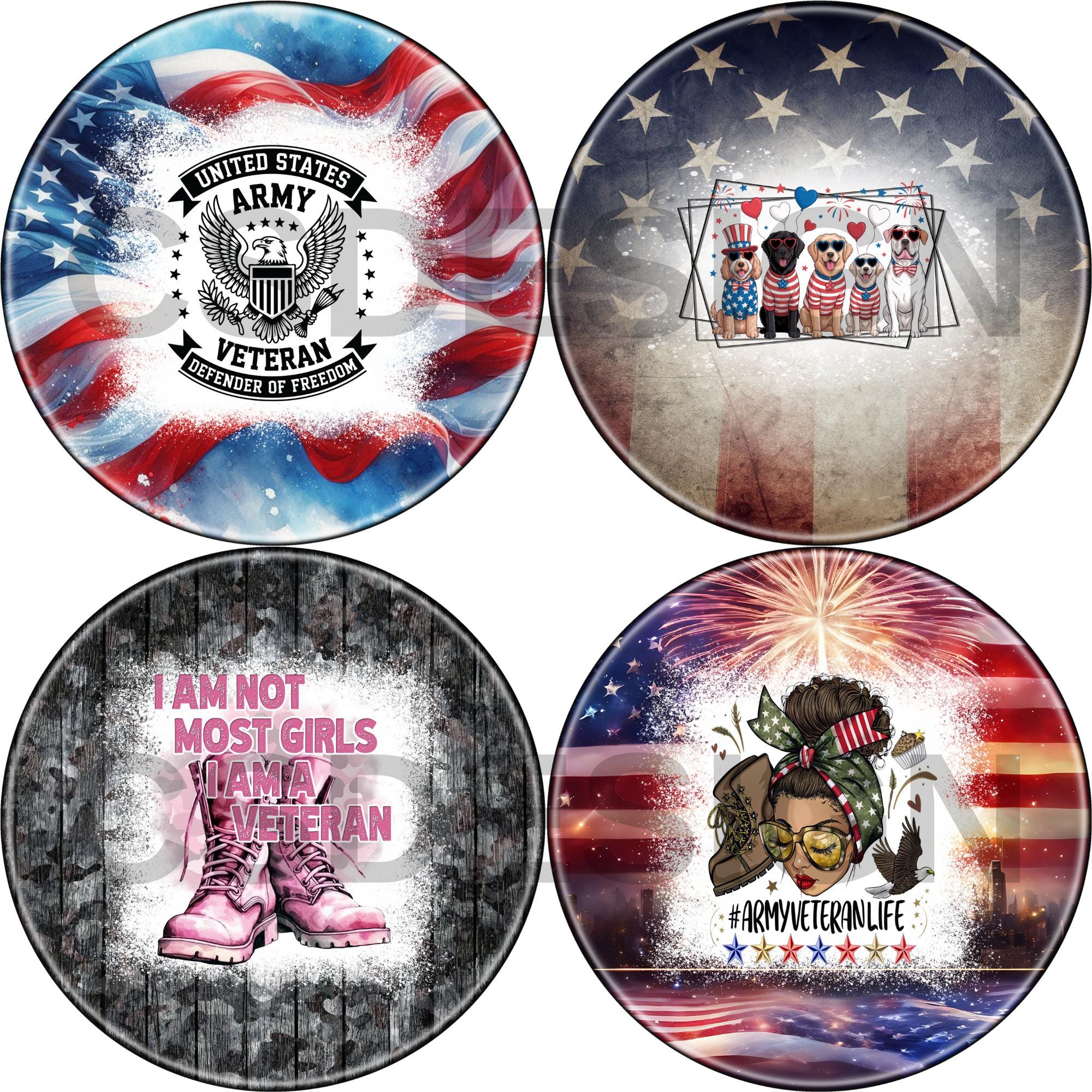 USA Military Car Coaster PNG Bundle Veteran Round Coasters PNG American ...