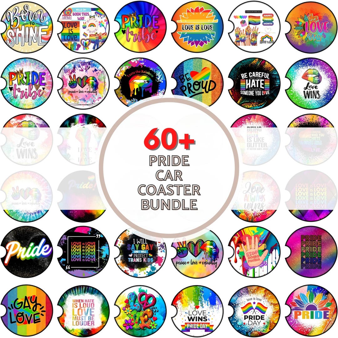 60+ Pride Car Coaster Designs, LGBTQ+ PNG, LGBT Car Coaster, Love is ...