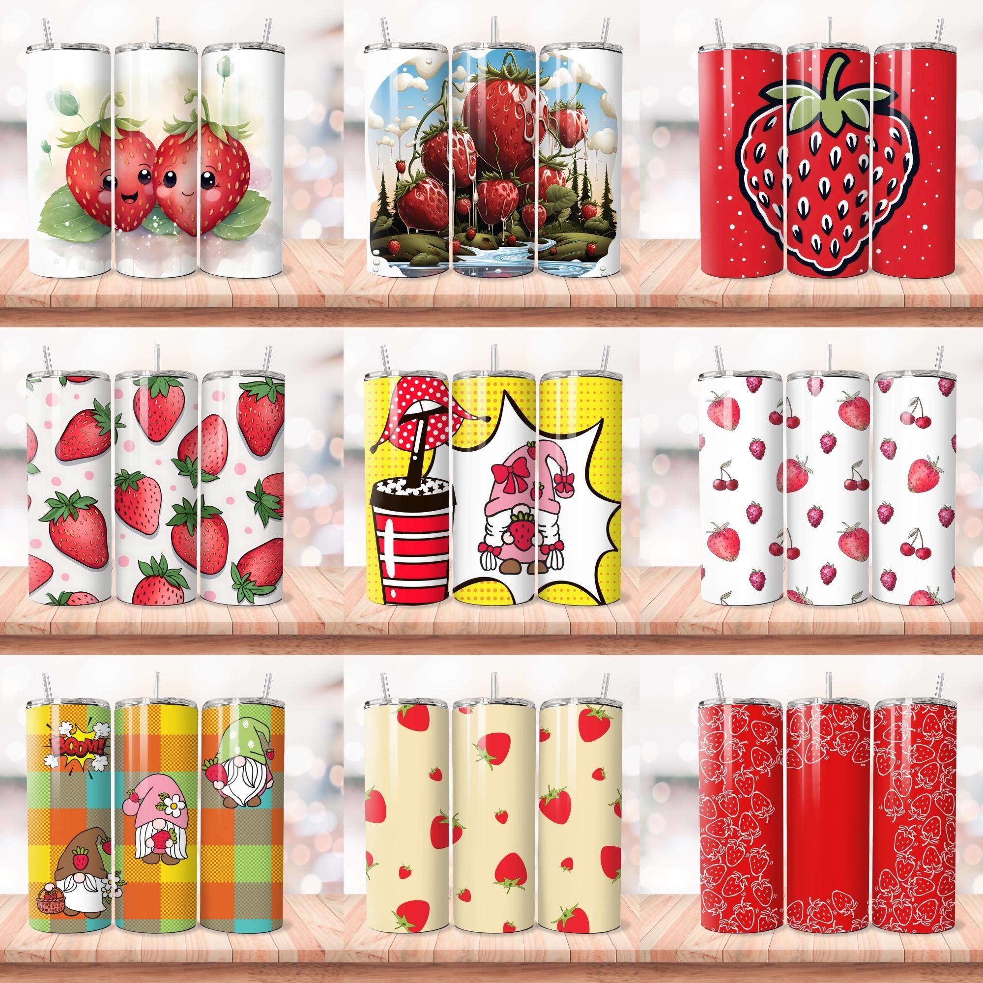 20+ Strawberry Lover Tumbler Wrap Bundle, Strawberries 20oz Skinny ...