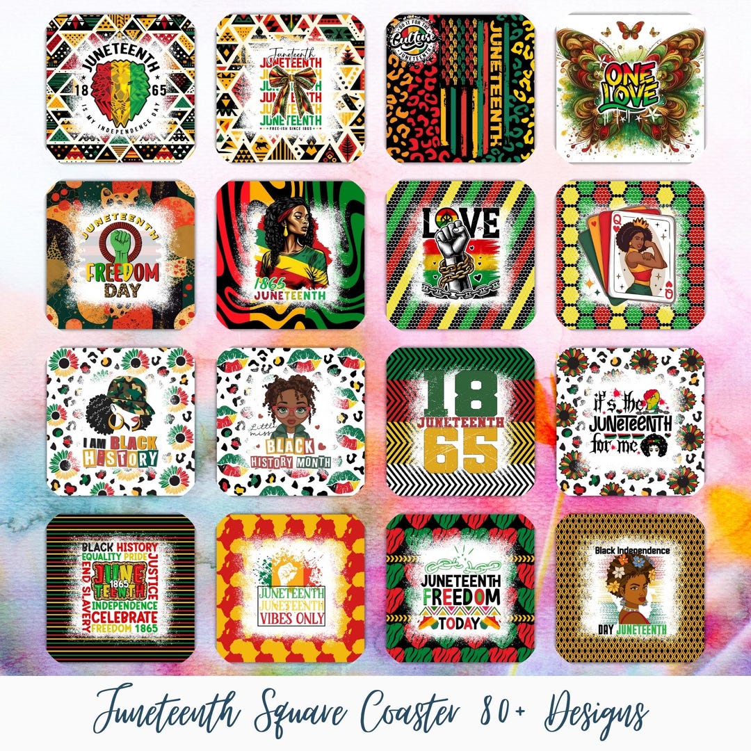Black History Month Coaster PNG Template, Juneteenth Square Coaster ...