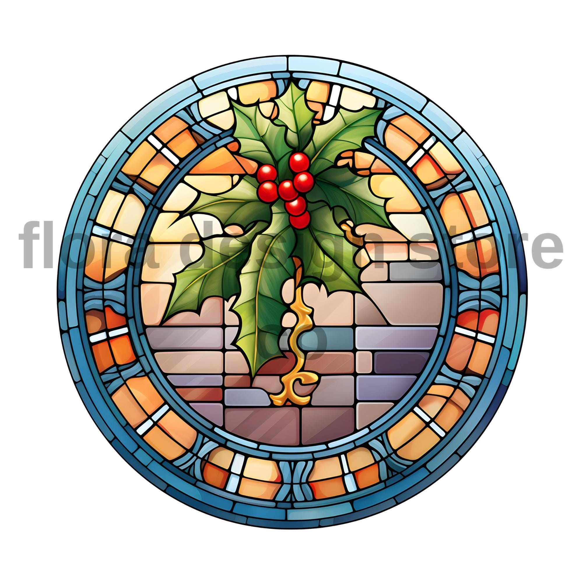 250+ Stained Glass Christmas Bundle, Transparent Circle Christmas ...