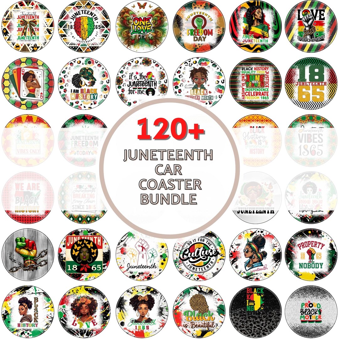 Juneteenth Car Coaster Sublimation Designs Black Woman Car Coaster PNG ...