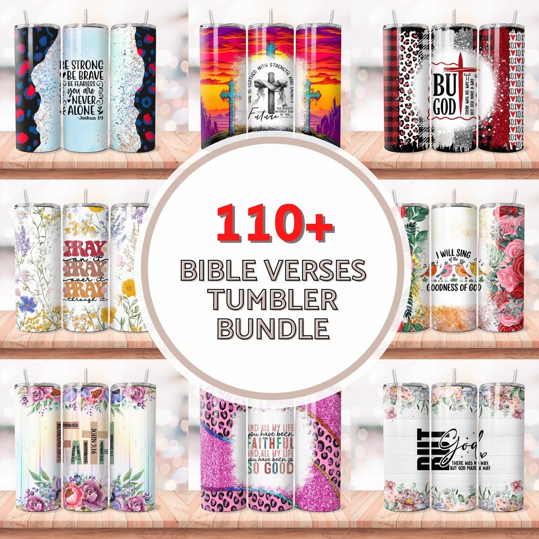 Bible Verse Tumbler PNG Bundle – 110+ Christian Sublimation Designs ...