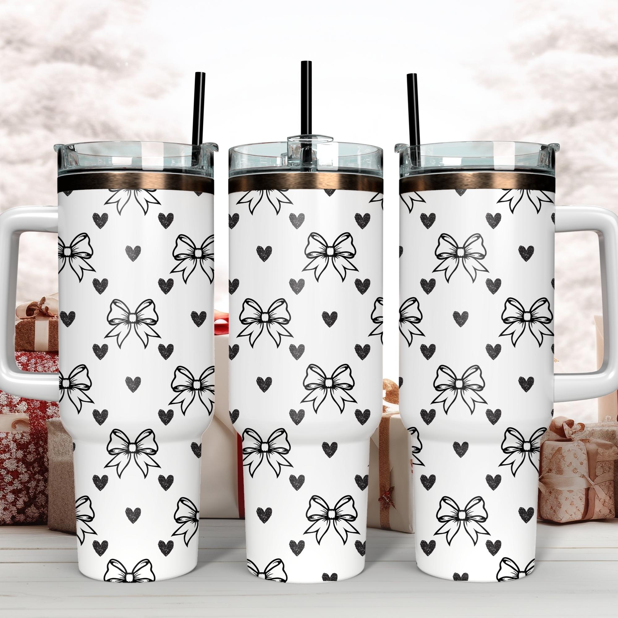 Ribbon Bow Laser Engraved Full Wrap Design for 40oz Tumbler, SVG for ...