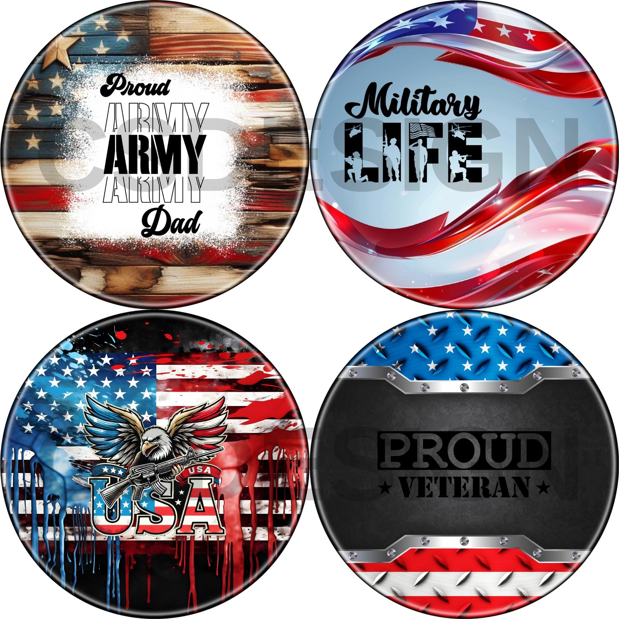 USA Military Car Coaster PNG Bundle Veteran Round Coasters PNG American ...