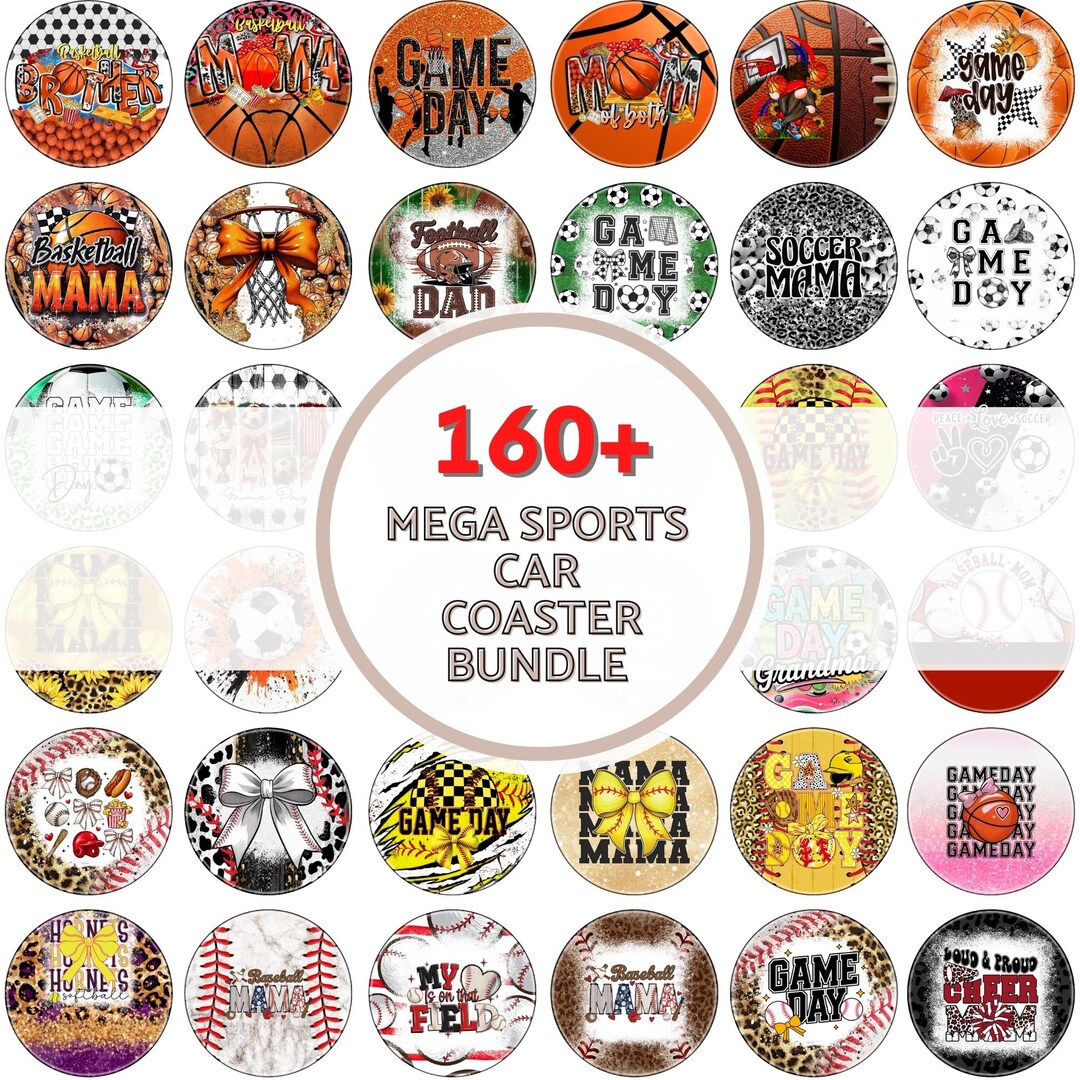Mega Sports Car Coaster Png Sublimation Design Bundle, Football Car ...