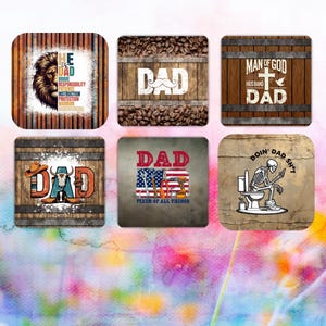 Father's Day Square PNG Bundle, Best Dad Faux Leather Coaster Design ...