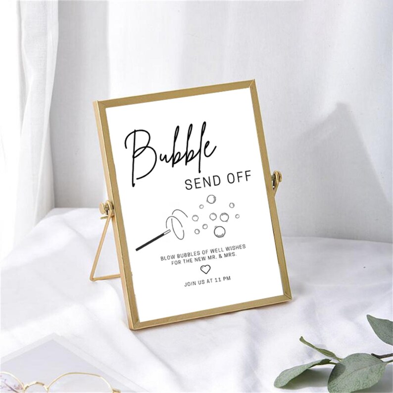 Bubble Send off Sign, Editable Newlywed Send off Sign, Printable ...