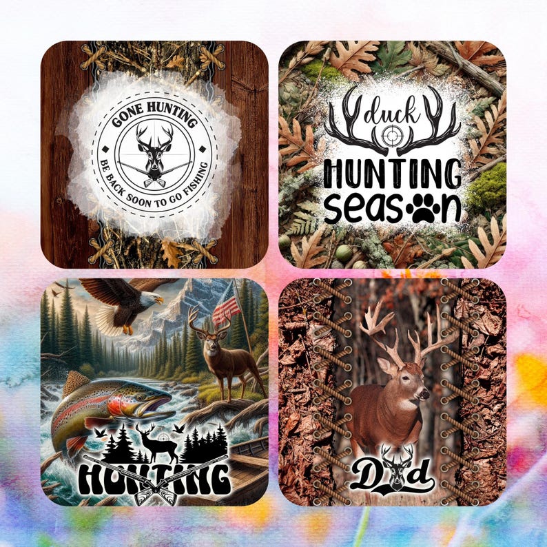 Deer Square Coaster PNG, Hunting Square PNG, Square PNG Bundle, Hunting ...