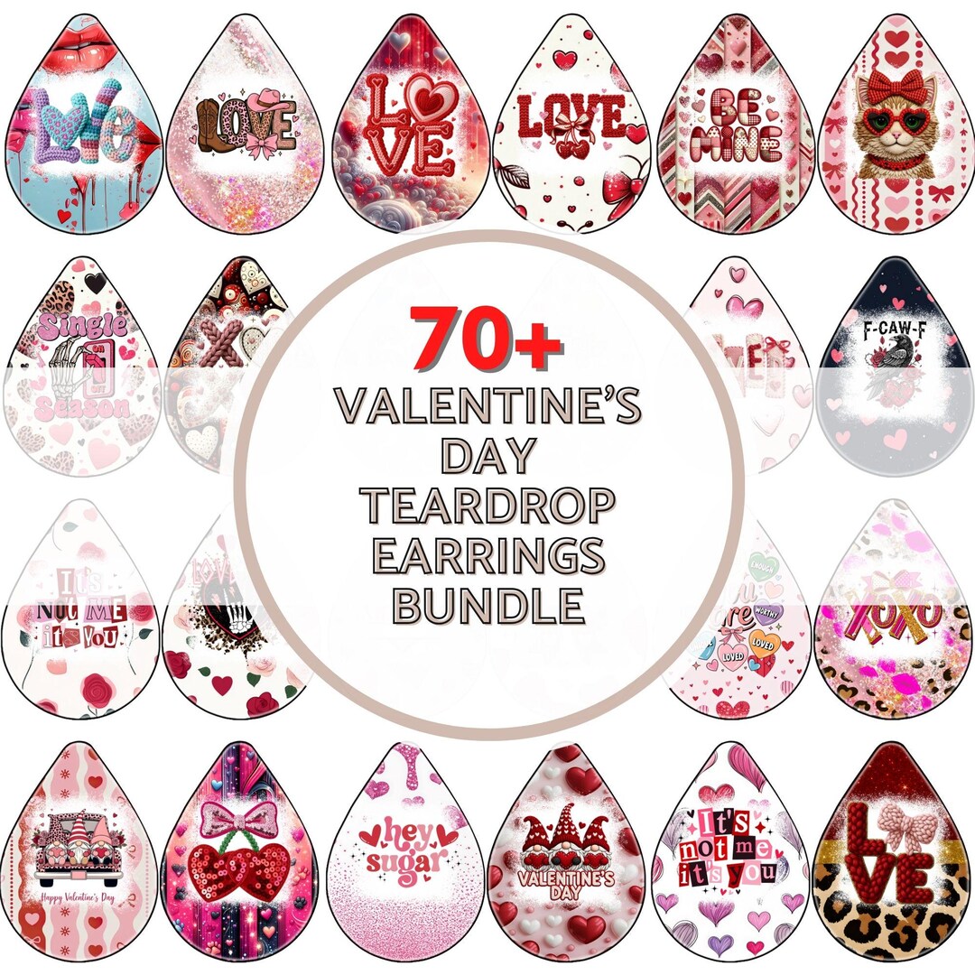 70+ Valentine’s Day Teardrop Earrings SVG PNG | Faux Leather Earring ...
