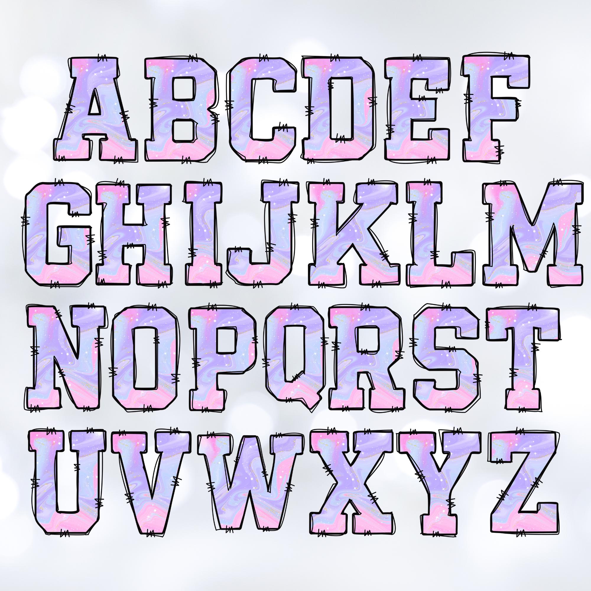 Pastel Marble Alphabet PNG – Sweet Doodle Varsity Letters Clipart Pack ...