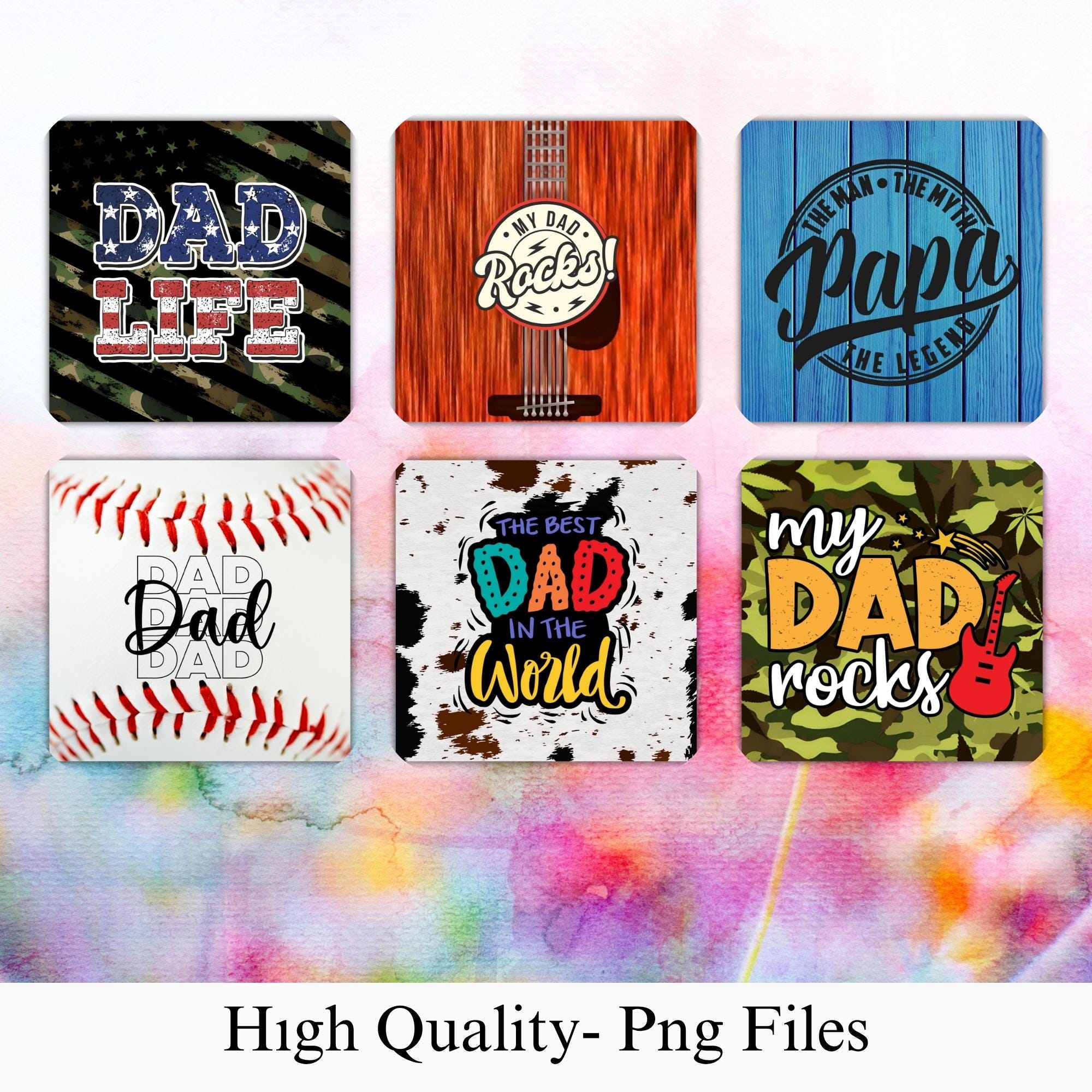 Father's Day Square PNG Bundle, Best Dad Faux Leather Coaster Design ...