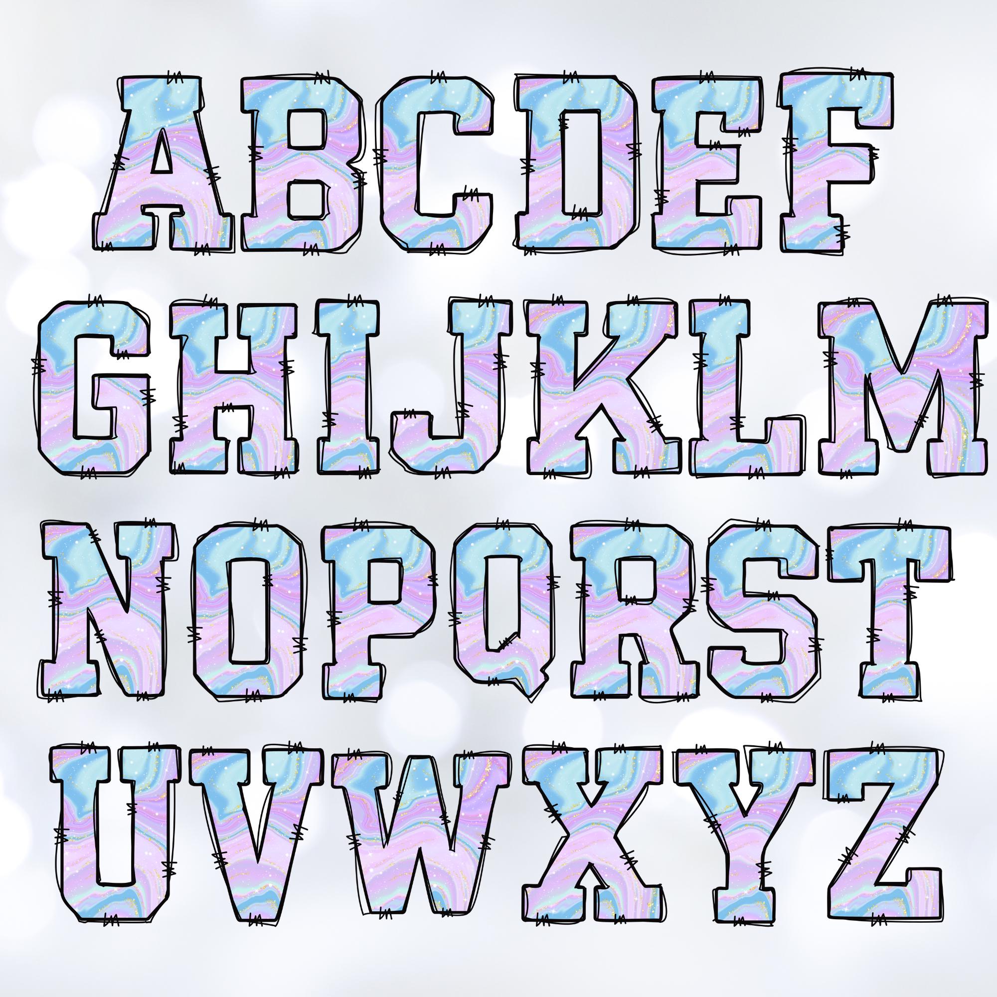 Pastel Marble Alphabet PNG – Sweet Doodle Varsity Letters Clipart Pack ...
