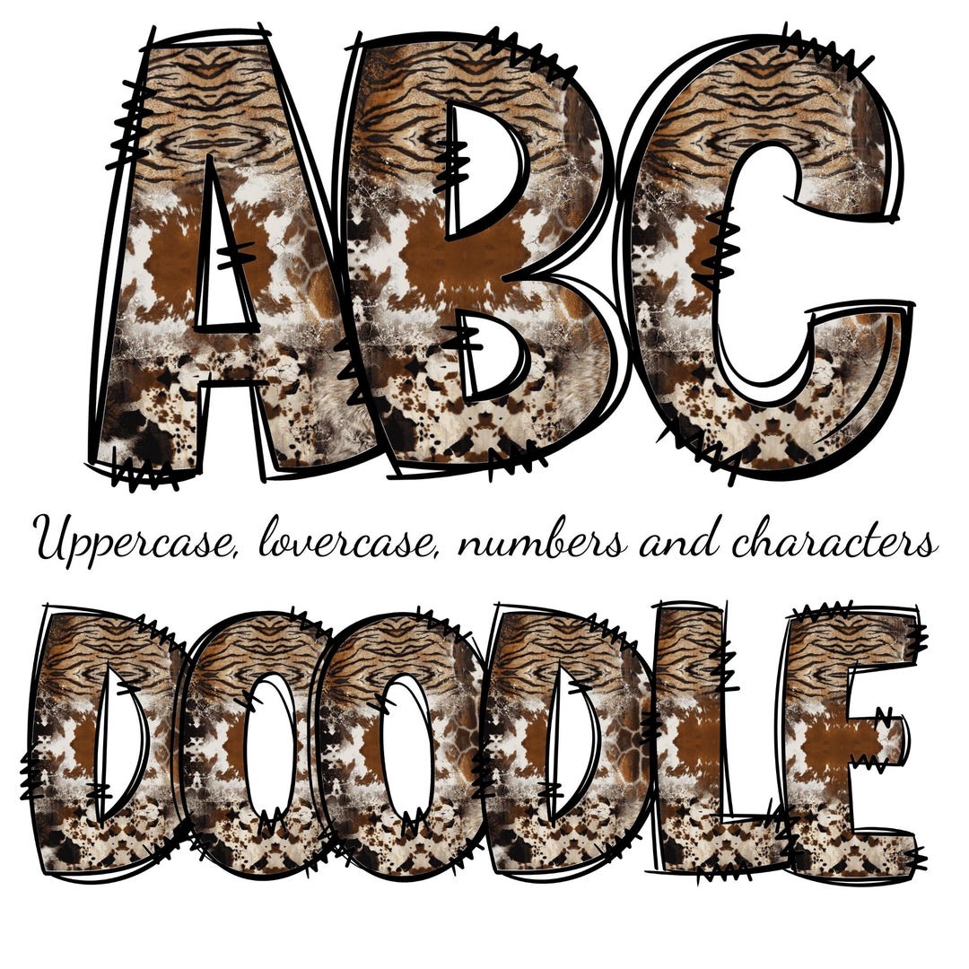 Cowhide Print Alphabet Letters Bundle, Sublimation Alpha Set Designs ...