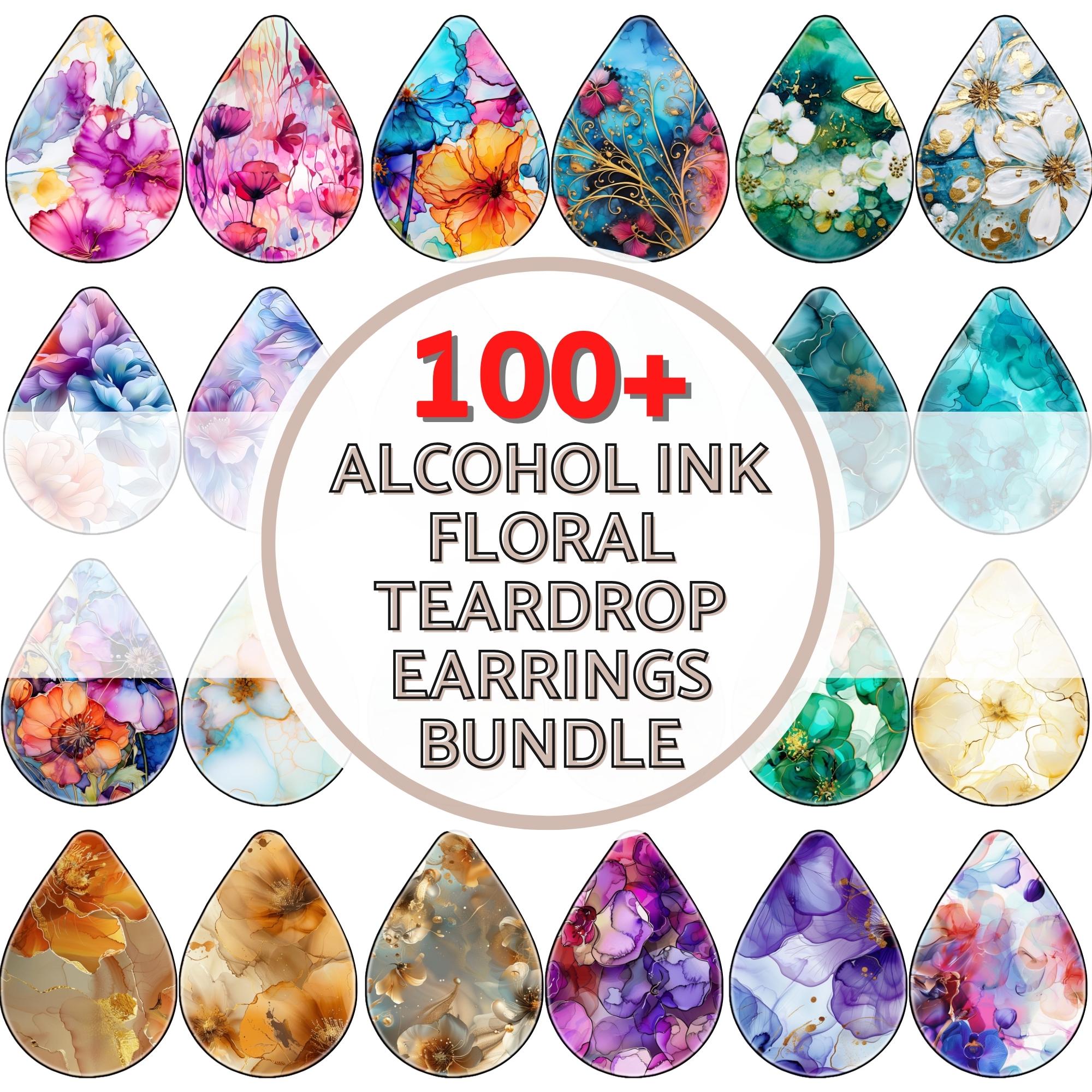 Alcohol Ink Teardrop Earrings PNG Bundle – 100+ Floral Sublimation ...