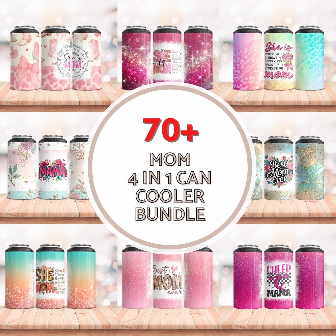 70+ Mom Can Cooler Wraps Bundle | 4-in-1 Tumbler Sublimation PNG ...