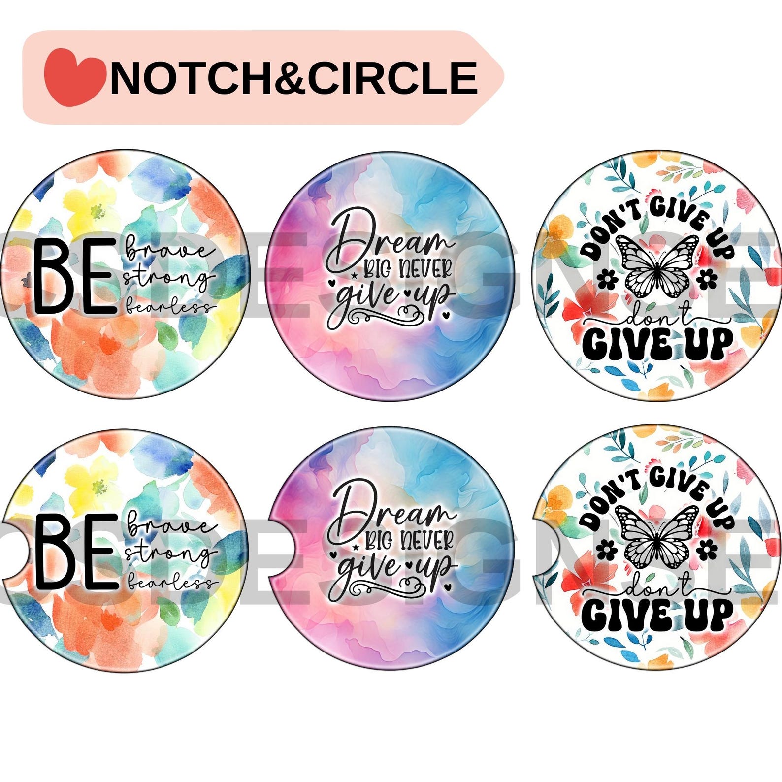 Positive Affirmations Car Coaster PNG Bundle Round Coaster Set ...