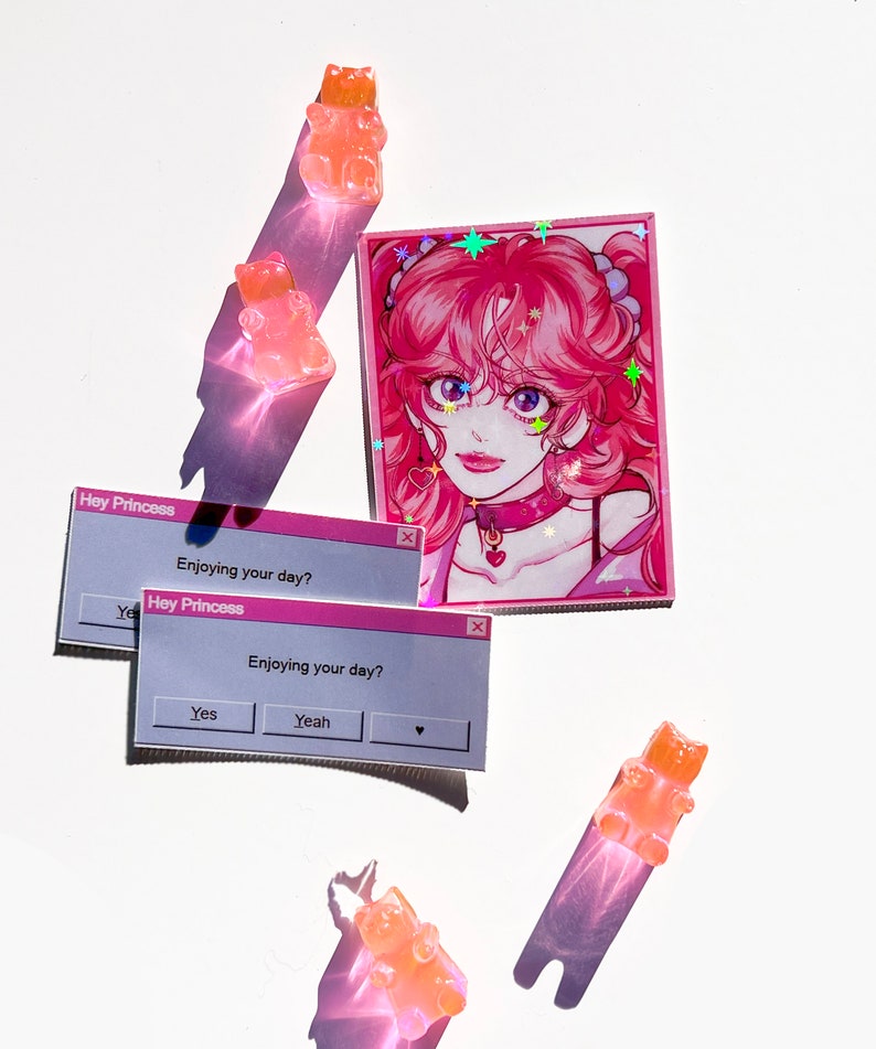 Pink Girl Aesthetic Holographic Sticker Cute Sticker Bundle - Etsy