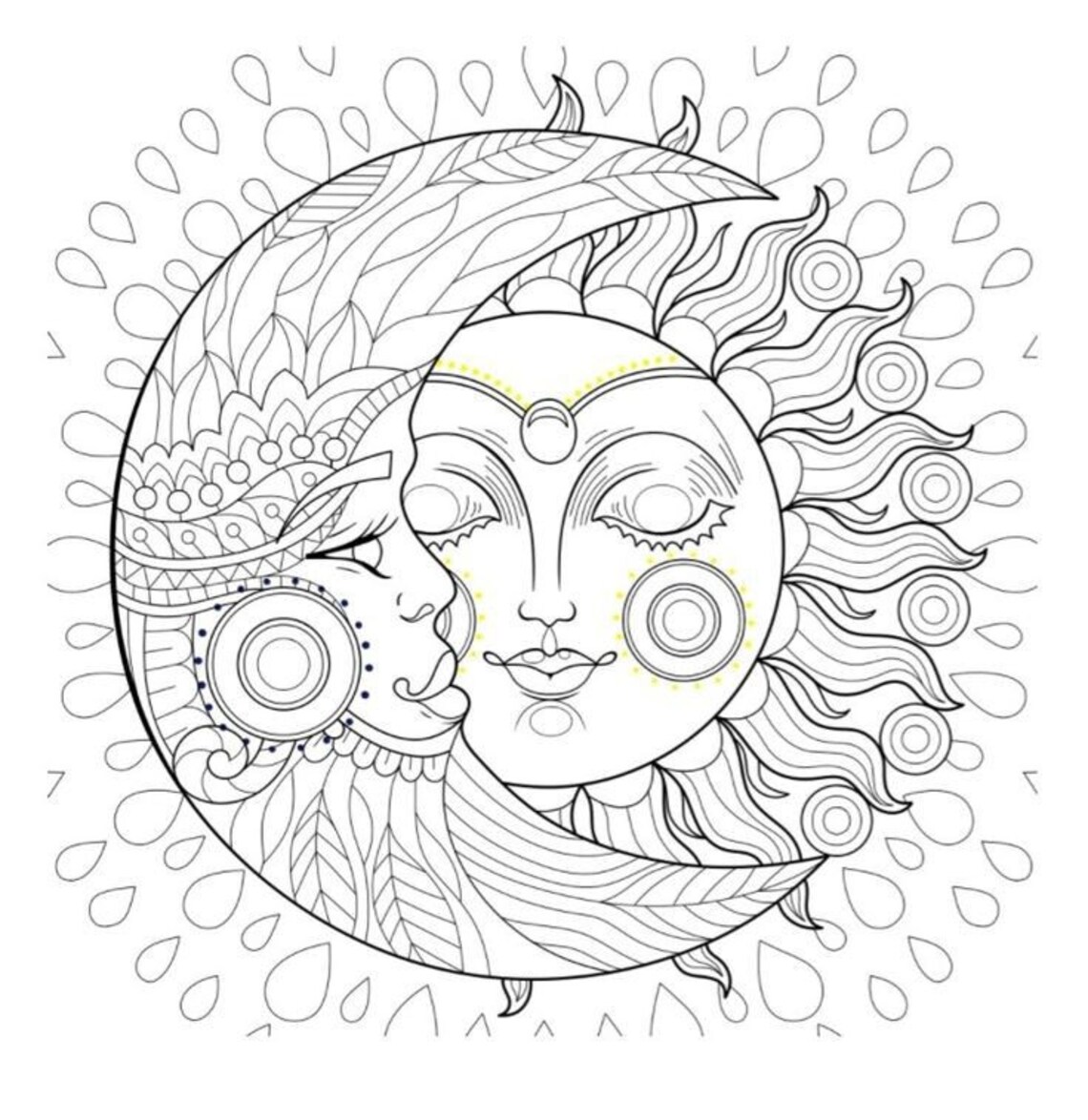Moon and Sun Coloring Pages - Etsy
