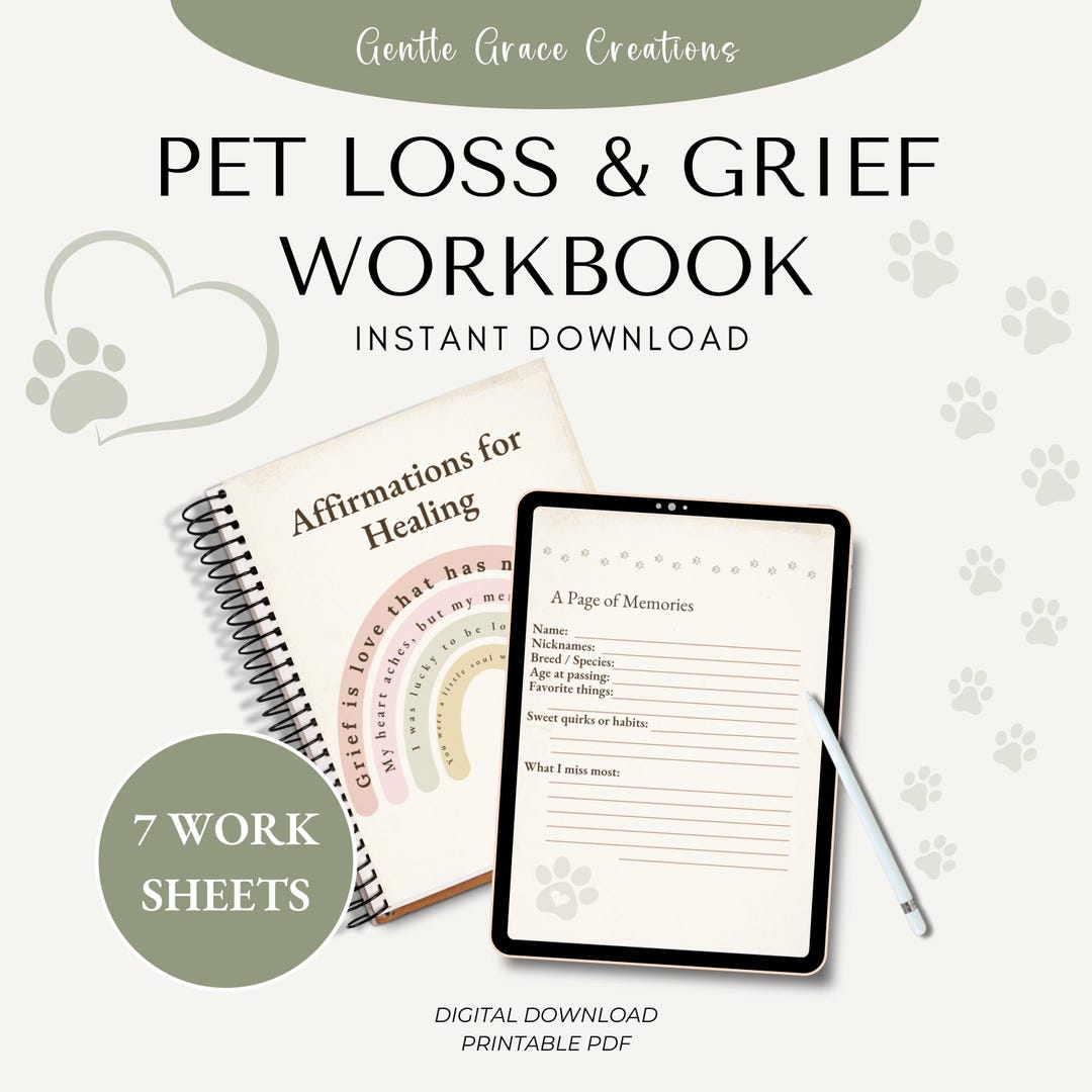 Loss of Pet Grief Journal Printable Pet Loss Memory Gift Dog Cat ...