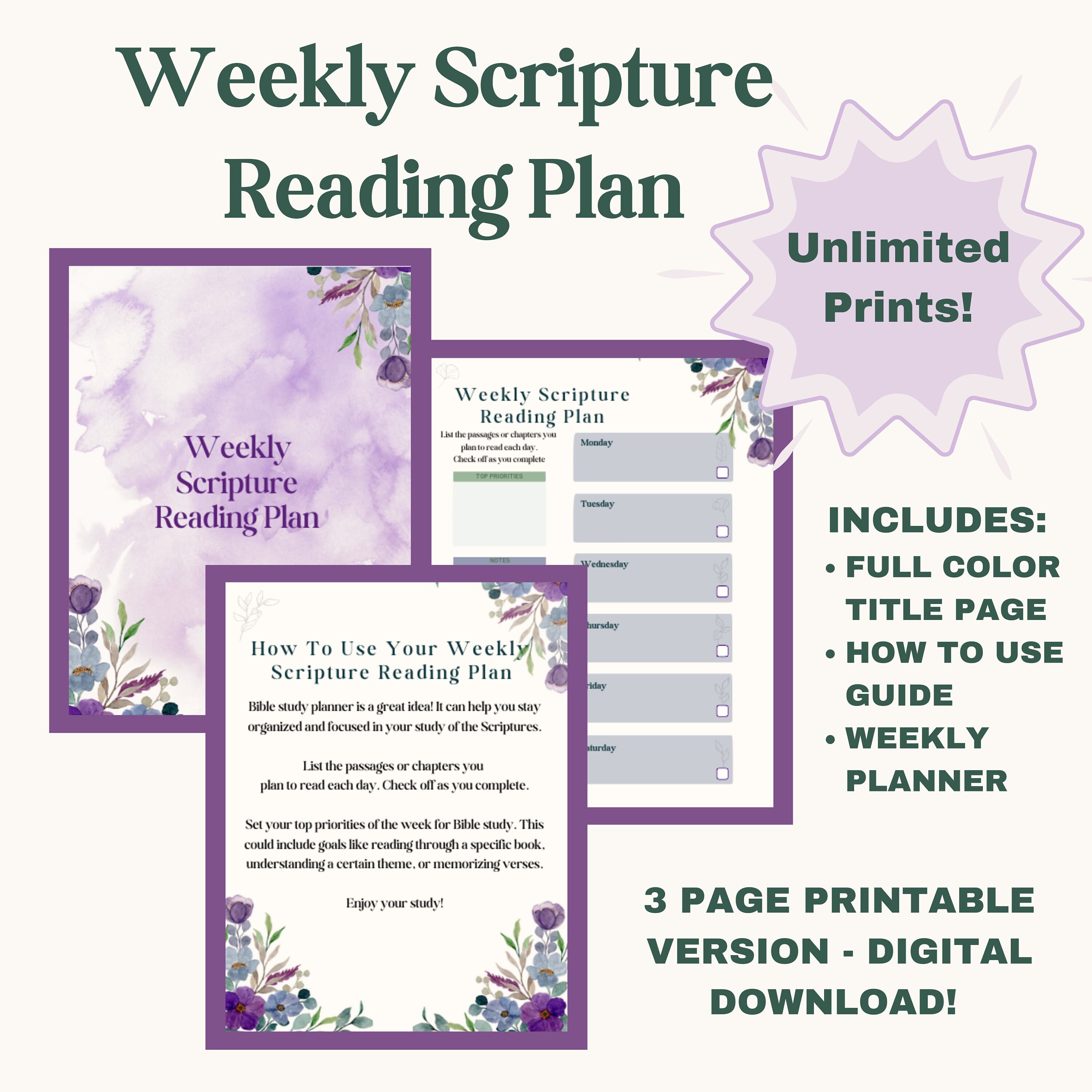 Printable Bible Study Planner and Bible Reading Trackers, Chronological ...