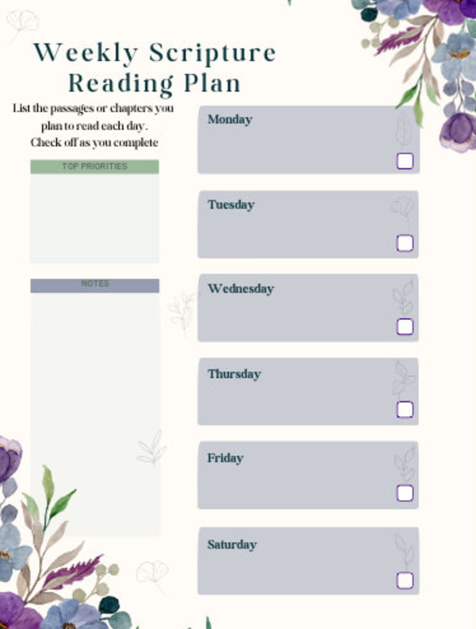 Printable Bible Study Planner and Bible Reading Trackers, Chronological ...