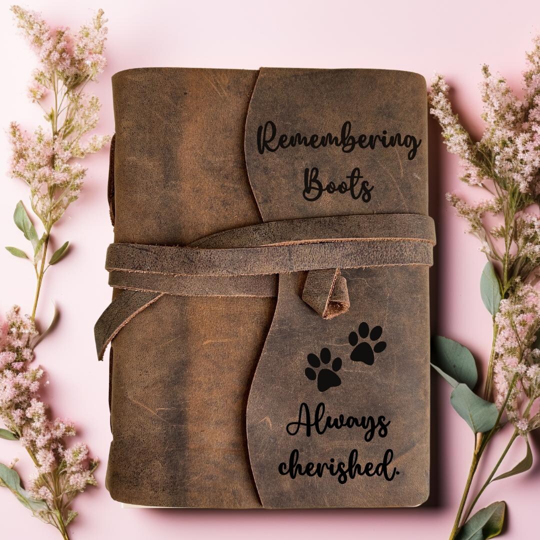 Personalized Pet Memorial Gift, Custom Leather Journal Sympathy Gift ...
