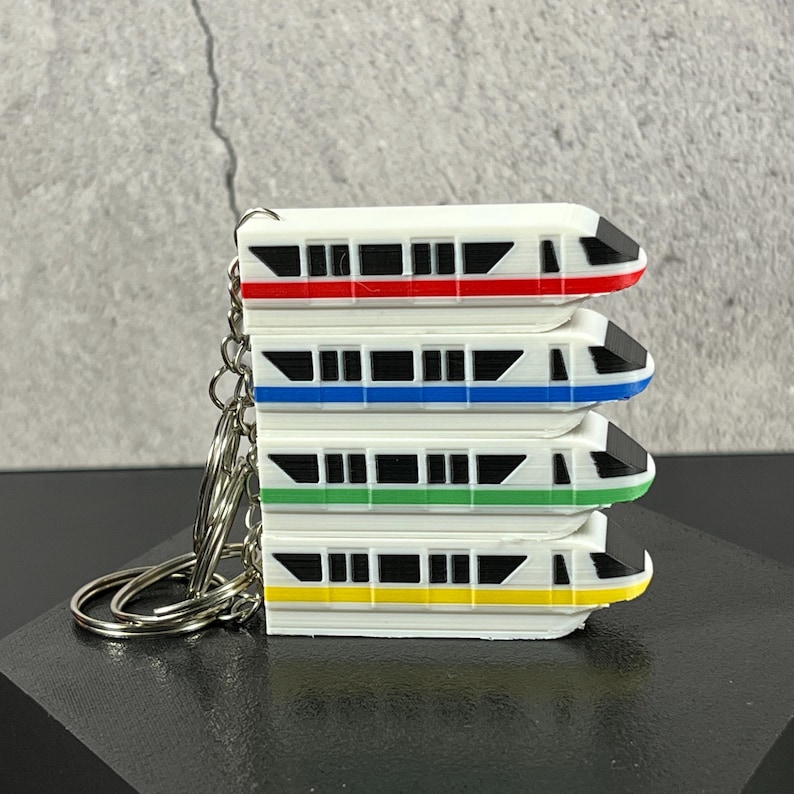 Amusement Park Monorail Keychain Set: California & Florida Ride Charms ...