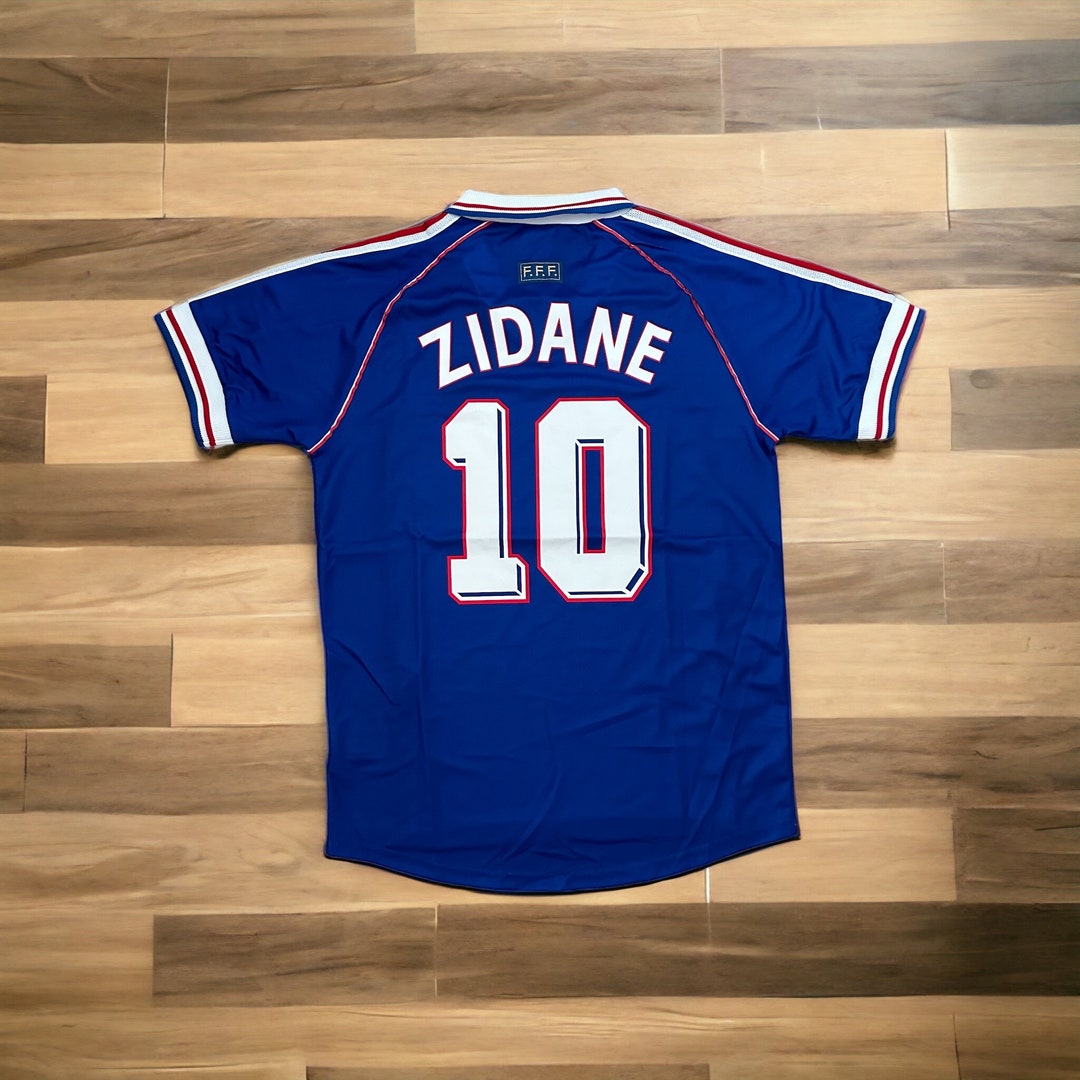 France Zinedine Zidane Soccer Jersey Retro Final 1998 10 Blue Regular ...