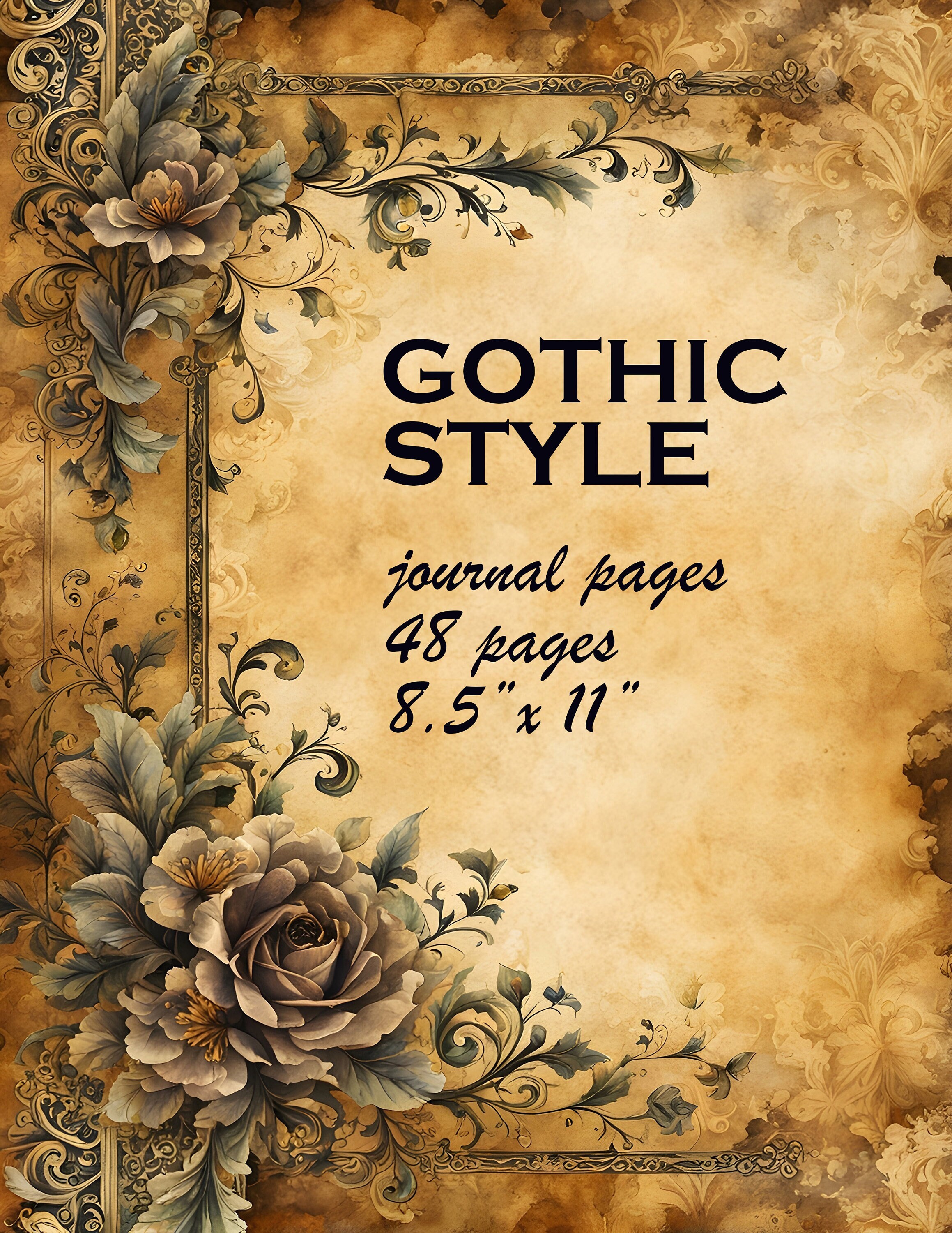 Gothic Plain Junk Journal Pages - Vintage Journal Page - Printable ...