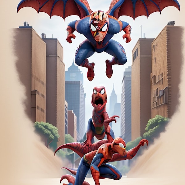 Spiderman Dinosaur Poster - Etsy