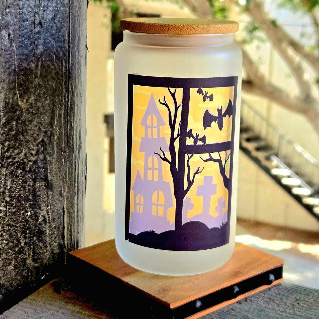 Coffee Quips Crafted Halloween Spooky Haunted House Window Glass ...