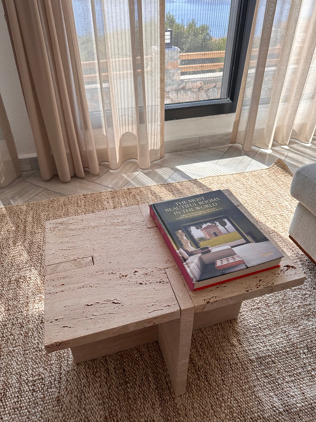 Travertine Side Table /center Table /viola Side Table / - Etsy