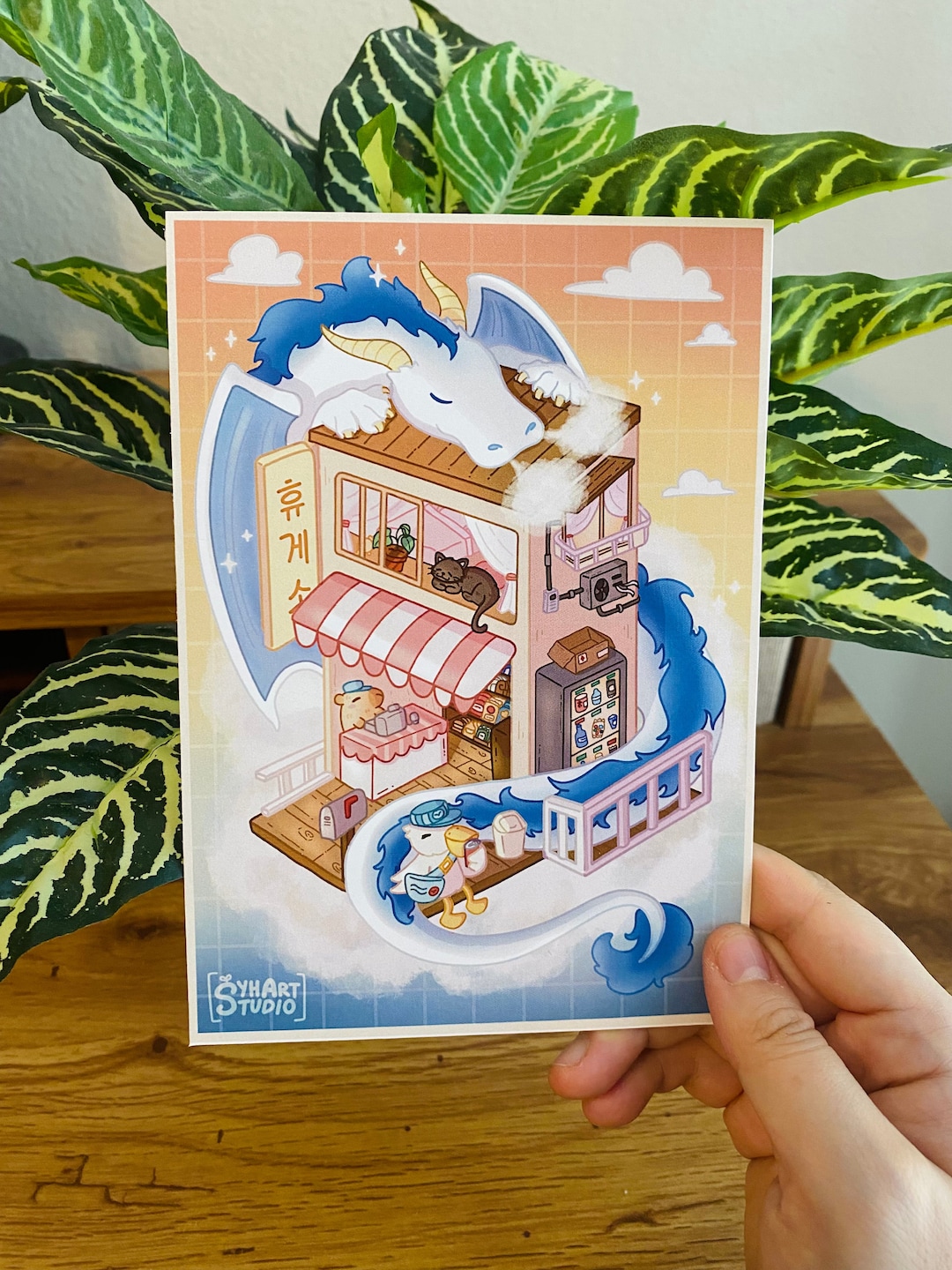 Isometric Dragon Art Print: Sky Highway Pit Stop (5x7) - Etsy