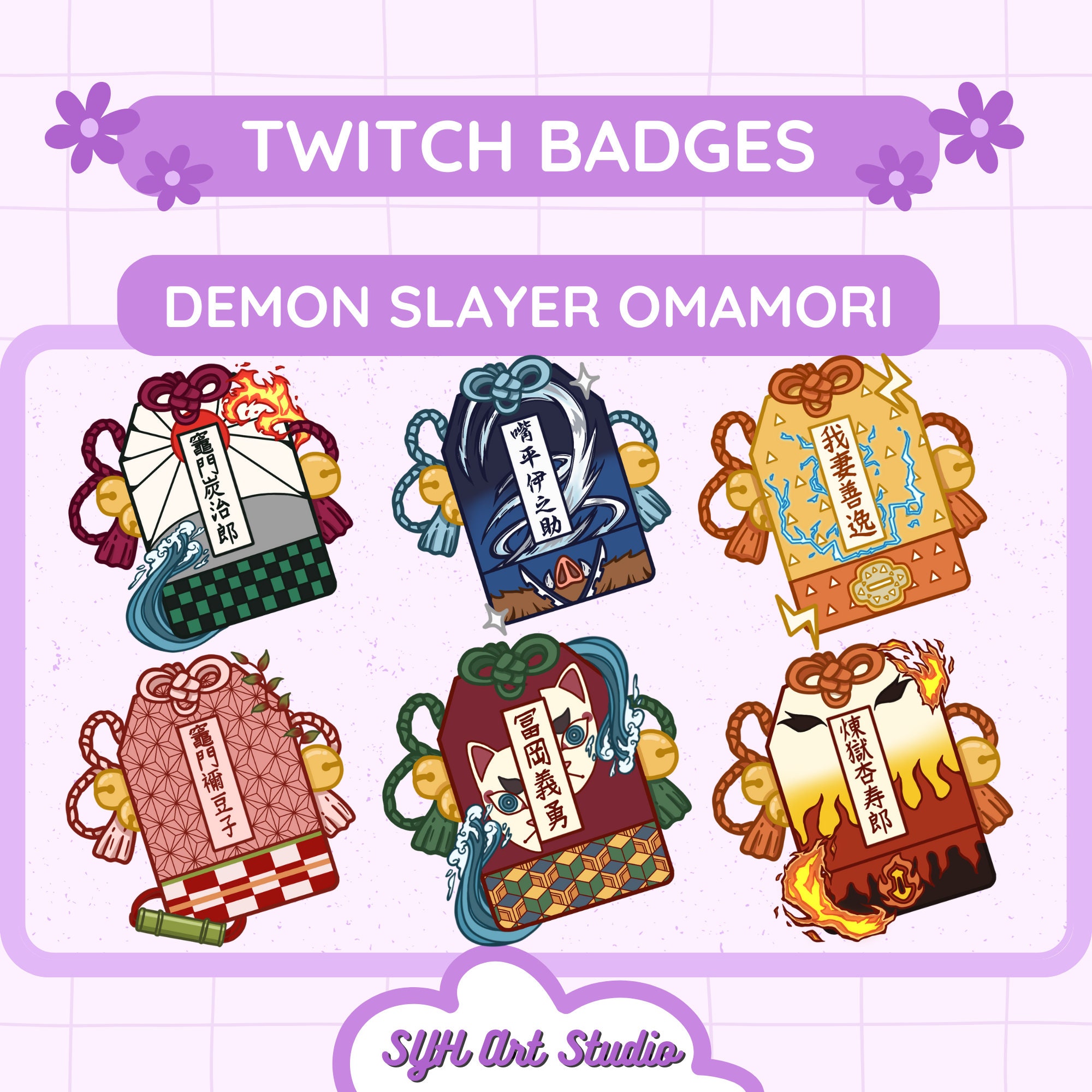 Twitch Badges, Demon Slayer Badges, Bit Sub Badge, Omamori, Stream ...