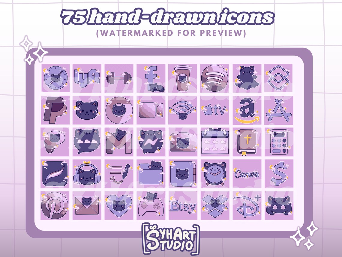 Cute Black Cat Icons | Dreamy Aesthetic Ios App Icons | Cute Cat ...