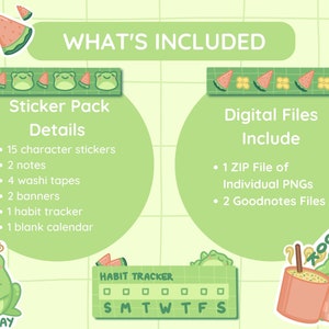 Frogs Digital Stickers | Cute Digital Planner Stickers | PNG Pre ...