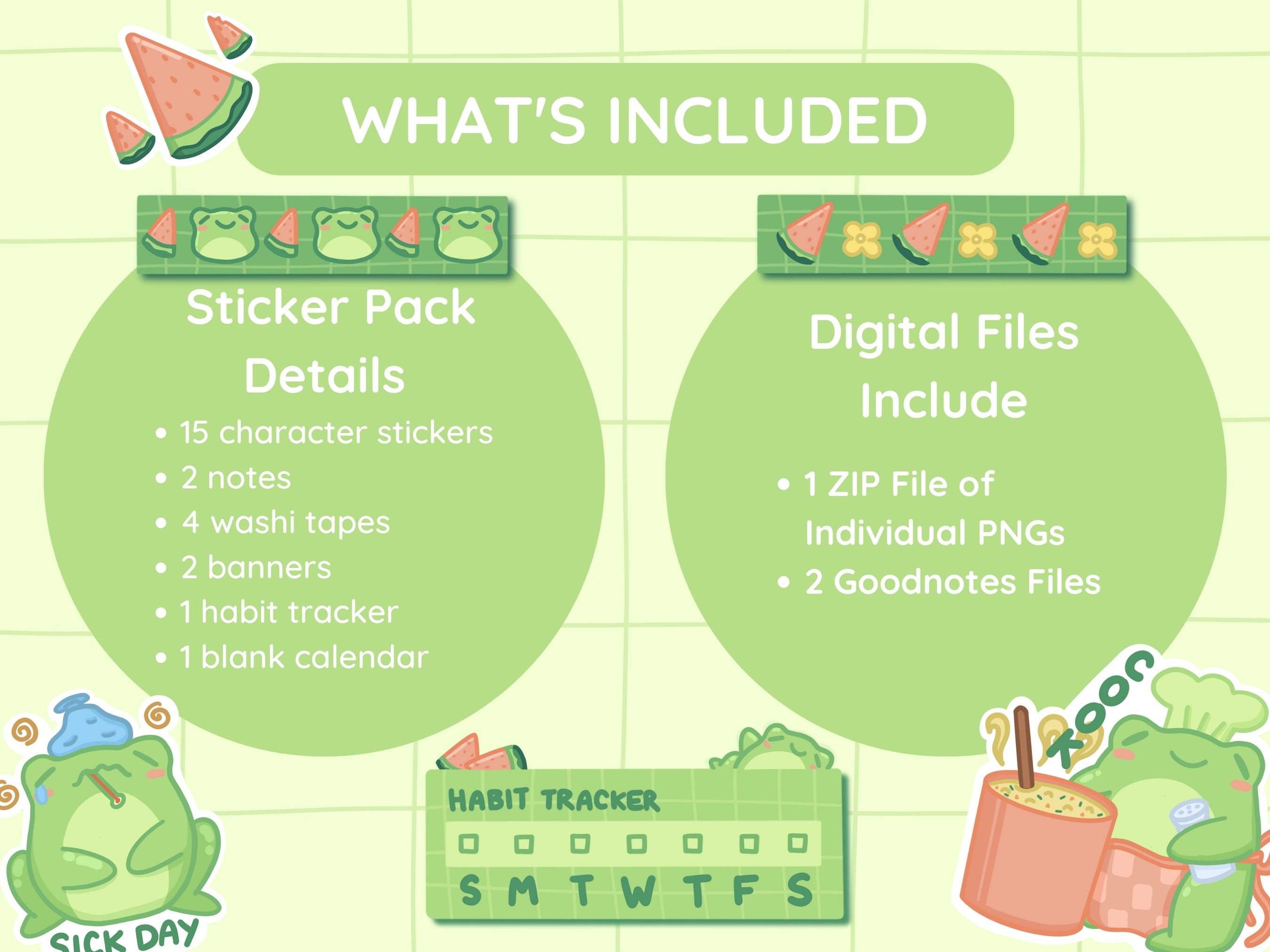 Frogs Digital Stickers | Cute Digital Planner Stickers | PNG Pre ...