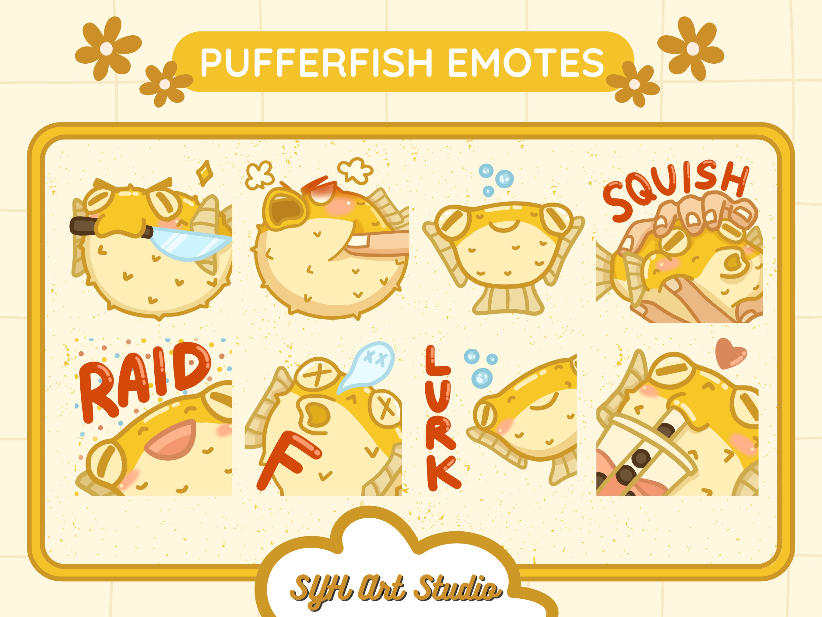 Twitch Emotes | Cute Pufferfish Emotes | Animal Emotes | Discord ...