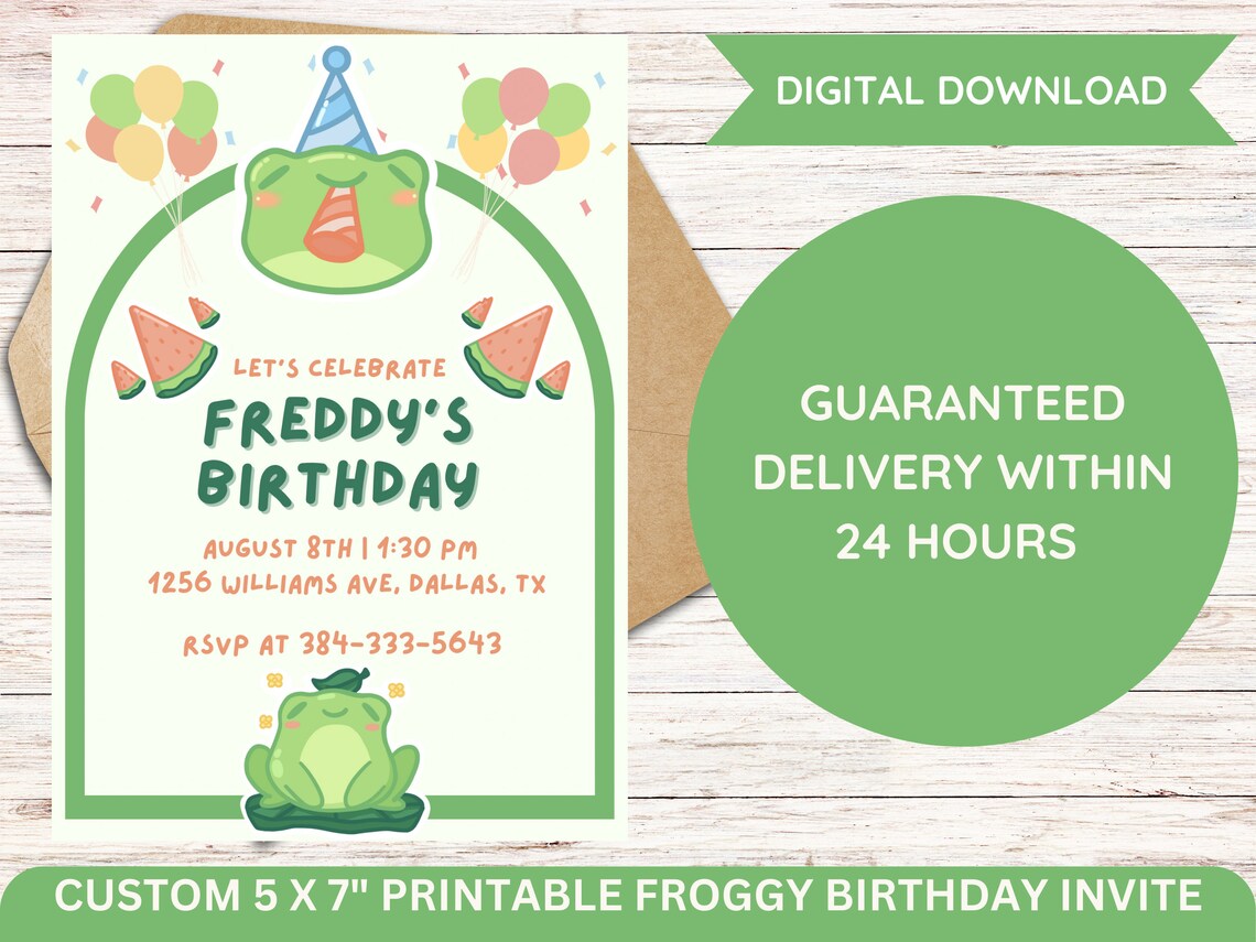 Custom Birthday Invitation | Cute Frog Invitation | Frog Party Invite ...