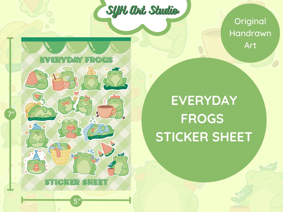 Printable Frog Digital Stickers | Printable Sticker Sheet | Planner ...