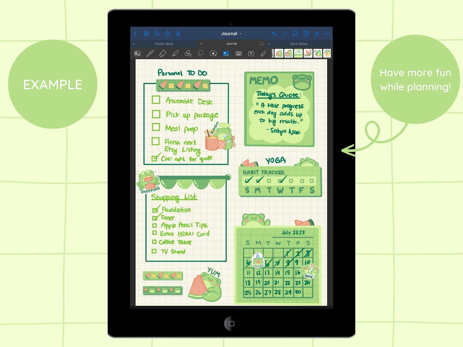 Frogs Digital Stickers | Cute Digital Planner Stickers | PNG Pre ...