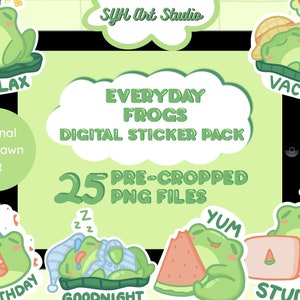 Frogs Digital Stickers | Cute Digital Planner Stickers | PNG Pre ...