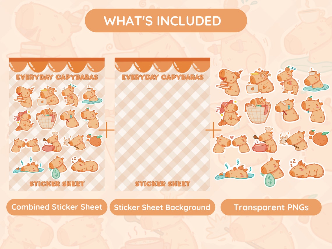 Printable Capybara Digital Stickers | Printable Sticker Sheet | Planner ...