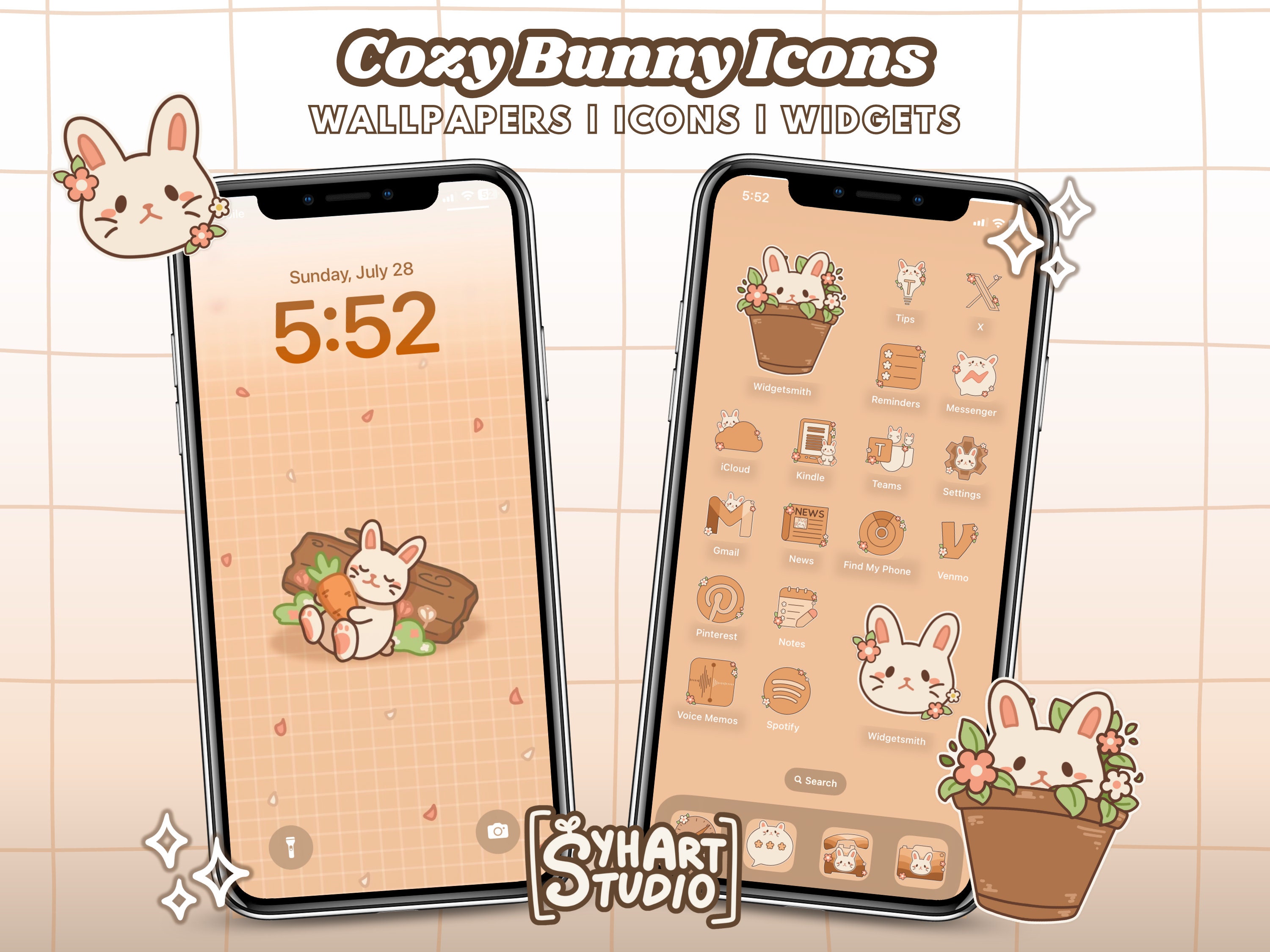 Cute Bunny Ios App Icons | Beige Phone Theme, Wallpapers & Widgets ...