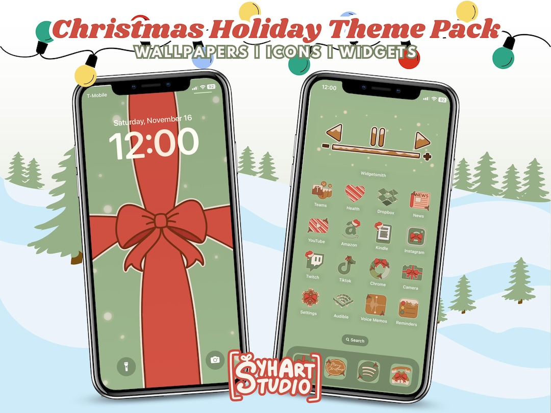 Christmas Phone Theme: Holiday Icons, Wallpapers & Widgets (digital ...